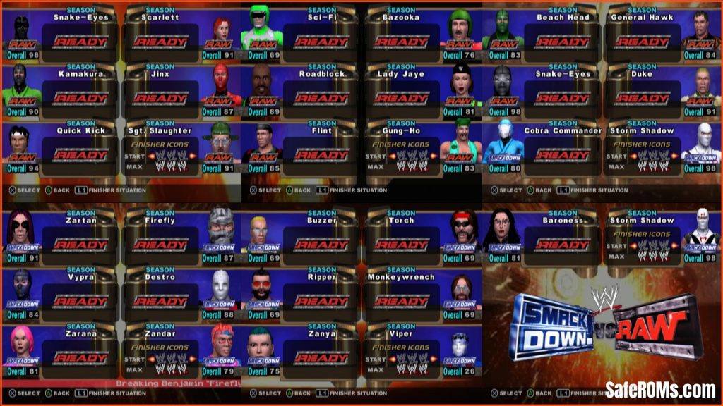 32 Fictional Characters CAWs For WWE SmackDown vs Raw - SafeROMs